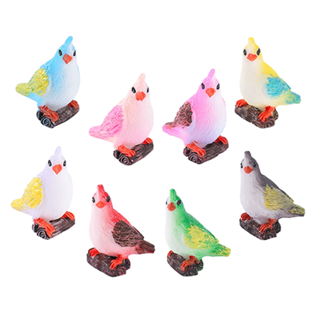 MLINS 10pcs Miniature Parrots Statue Resin Parrots Birds Micro ...