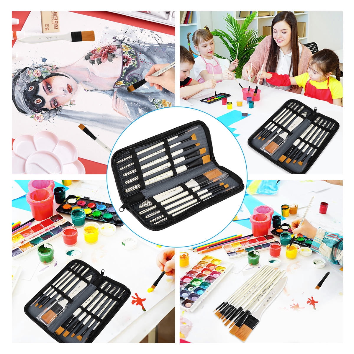 MLINS 10pcs Painting Brushes Wood Handle Nylon Art Drawing Brush for ...
