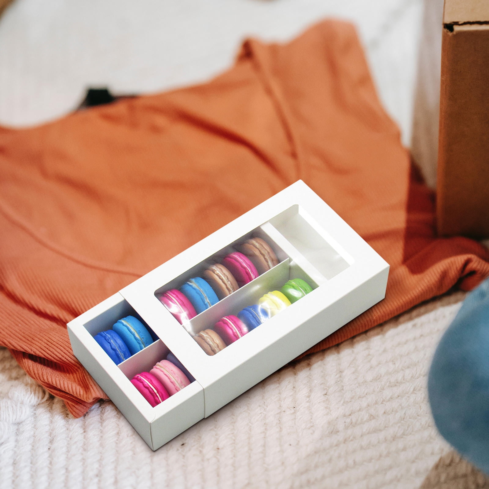 MLINS 10pcs Paper Macaron Boxes Dessert Containers Muffin Carriers with ...