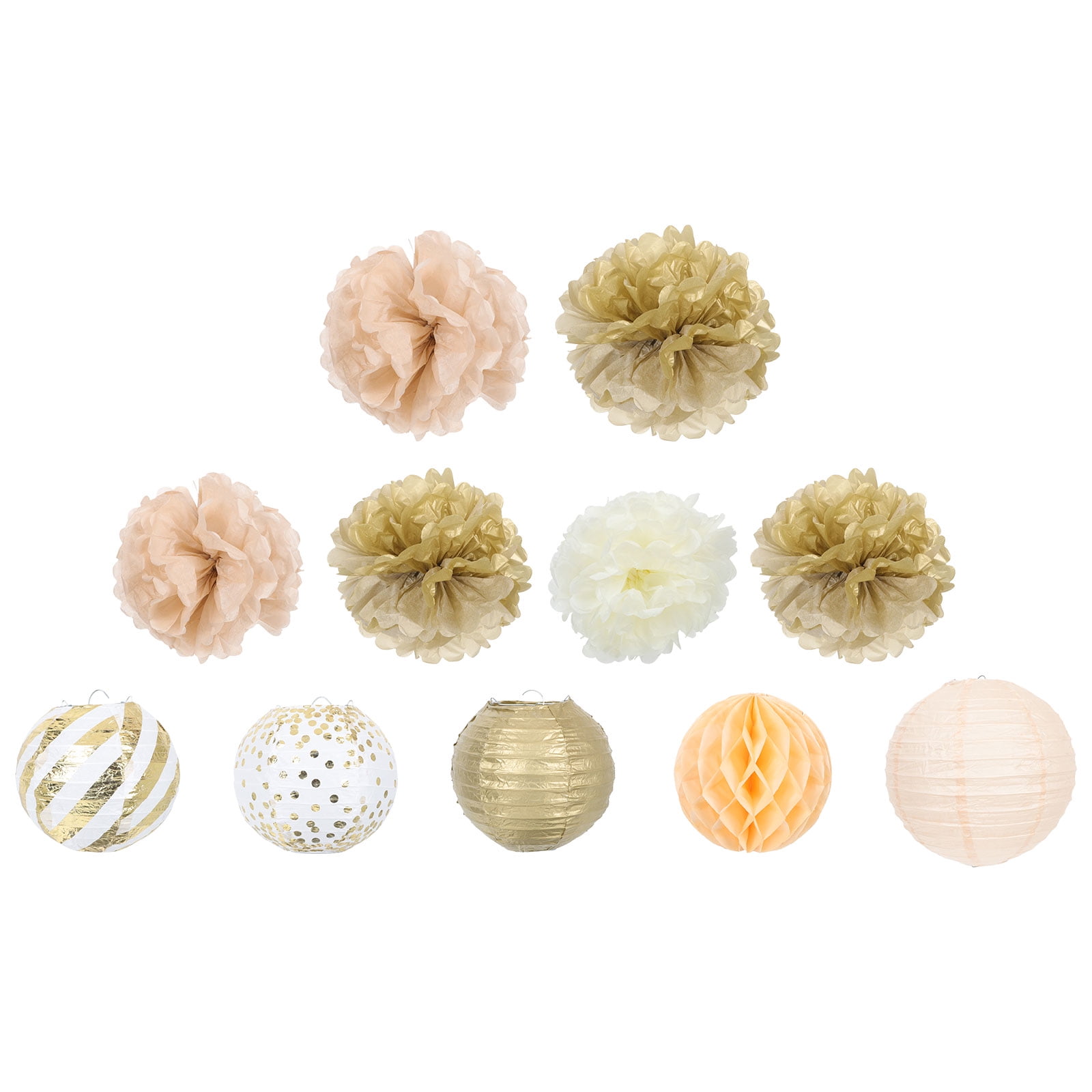 MLINS 11 Pcs Hanging Lanterns Golden Round for Family Gathering and ...