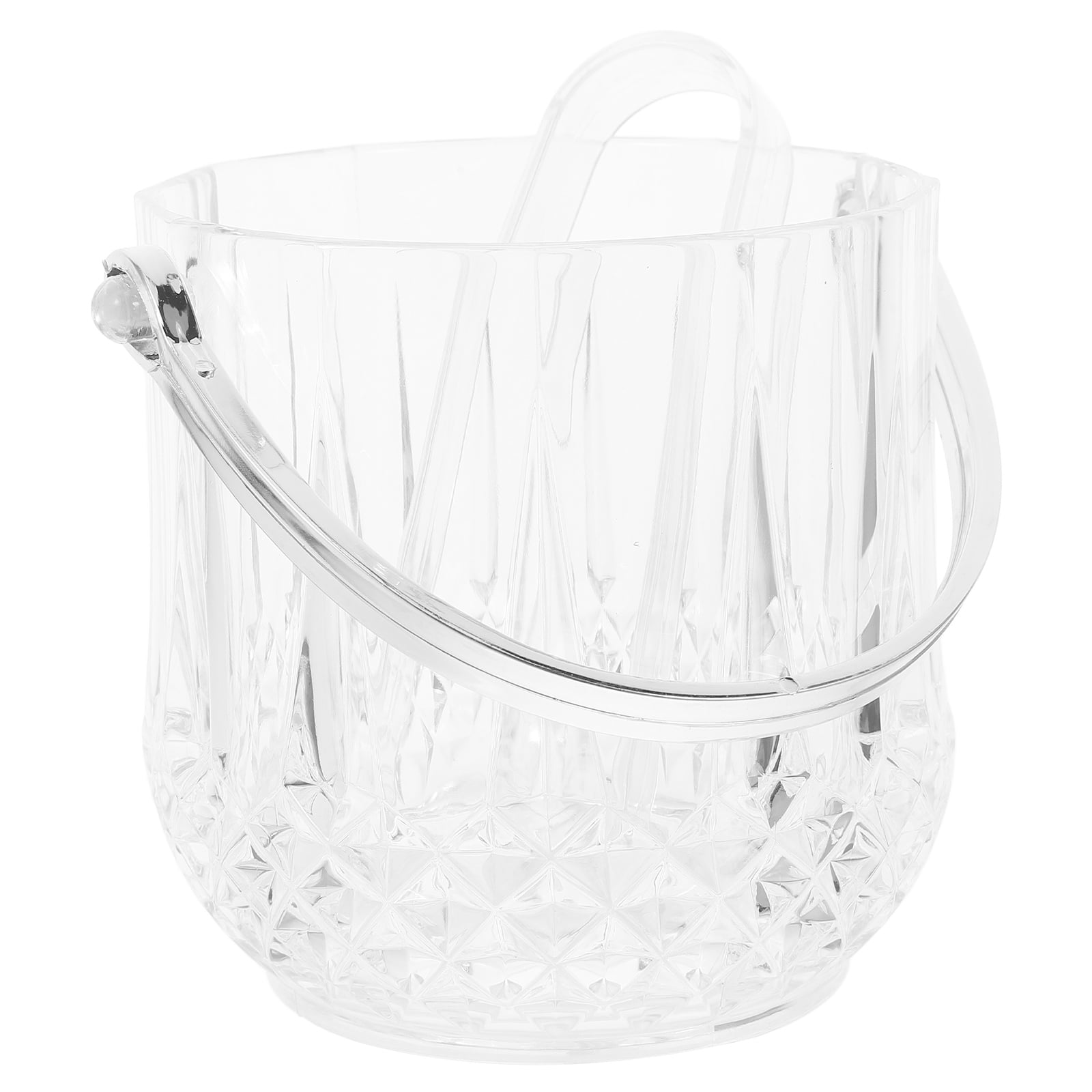 MLINS OUNONA 1150 ml Acrylic Ice Bucket with Tongs Clear Plastic Ice ...