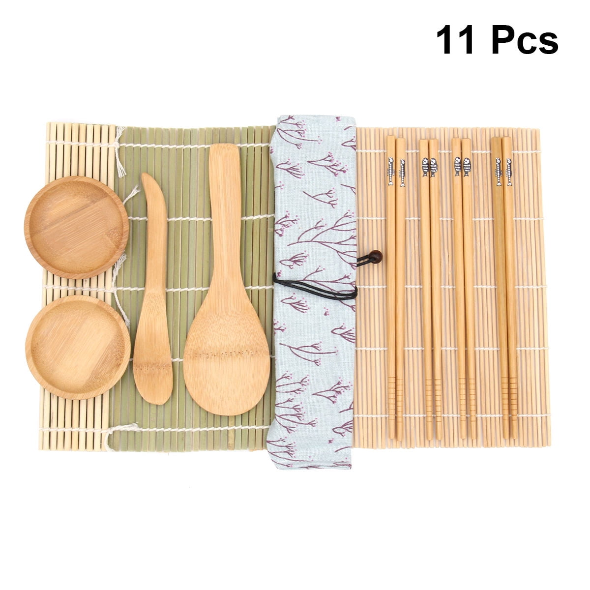 MLINS 11pcs Bamboo Sushi Making Kit with 2 Rolling Mats 4 Pairs ...