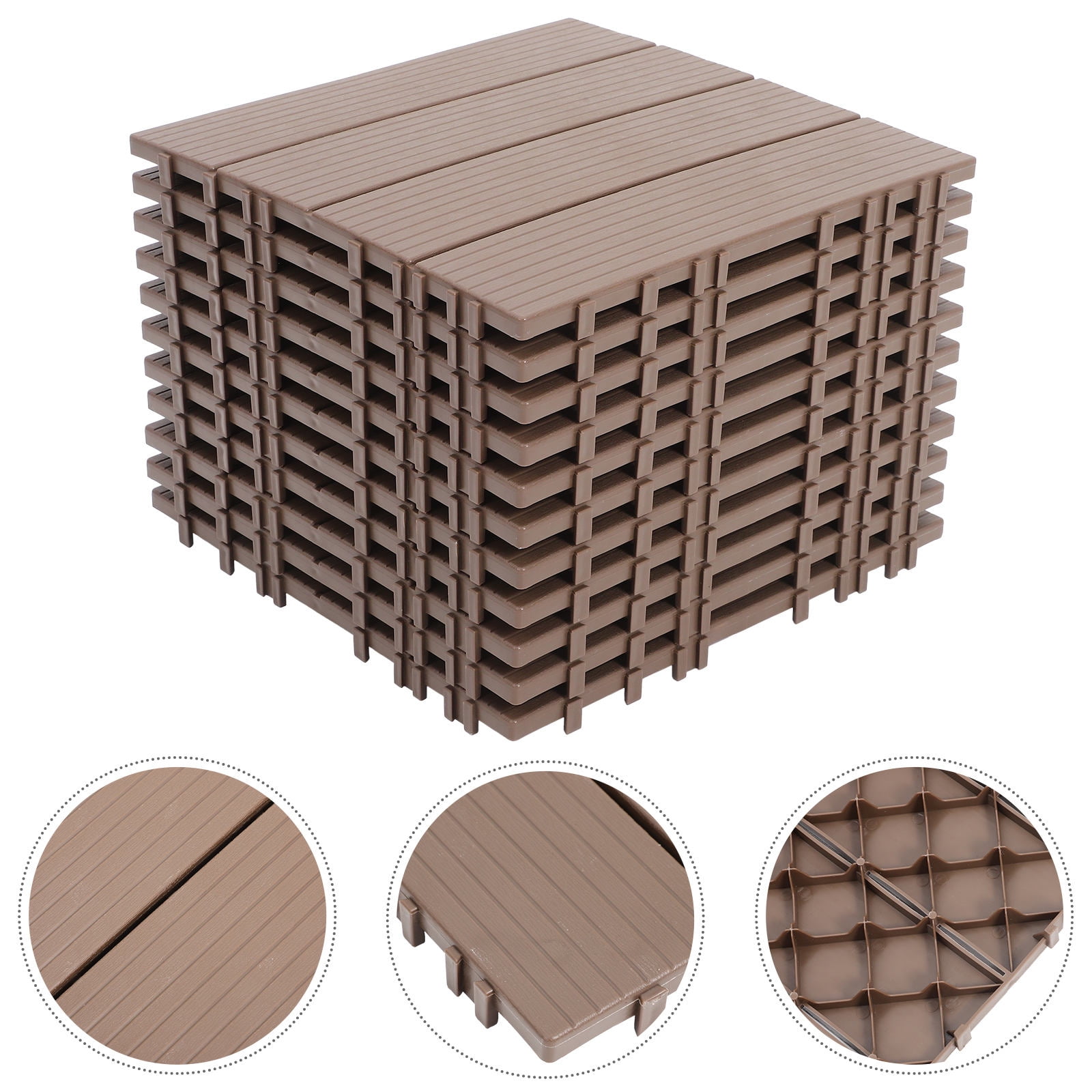MLINS 11pcs Imitation Wood Interlocking Decking Floor Interlocking Deck ...