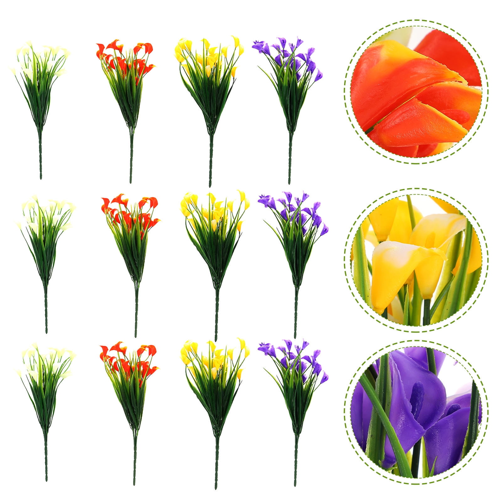 MLINS 12 Bundles Artificial Flowers Bouquet Simulation Flowers ...