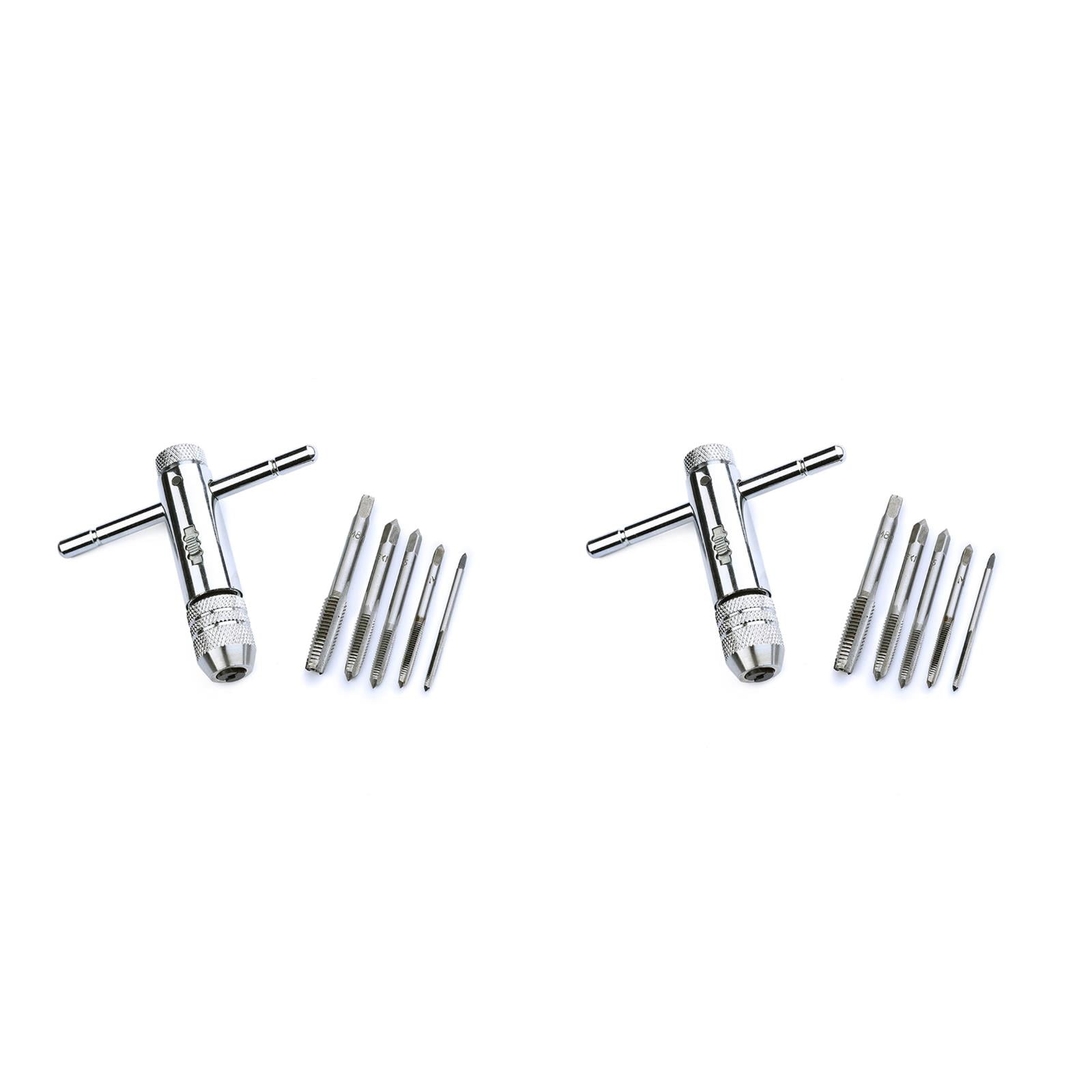 MLINS 12 Pcs Adjustable T-Handle Tap Wrench Solid Jaw Ratchet Tap Holder Wrench with Machine ...