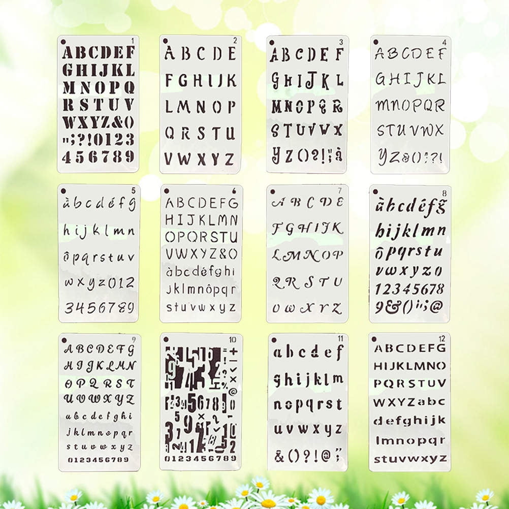 MLINS 12 Pcs Alphanumeric Template Pencil Stencil Craft Stencils ...