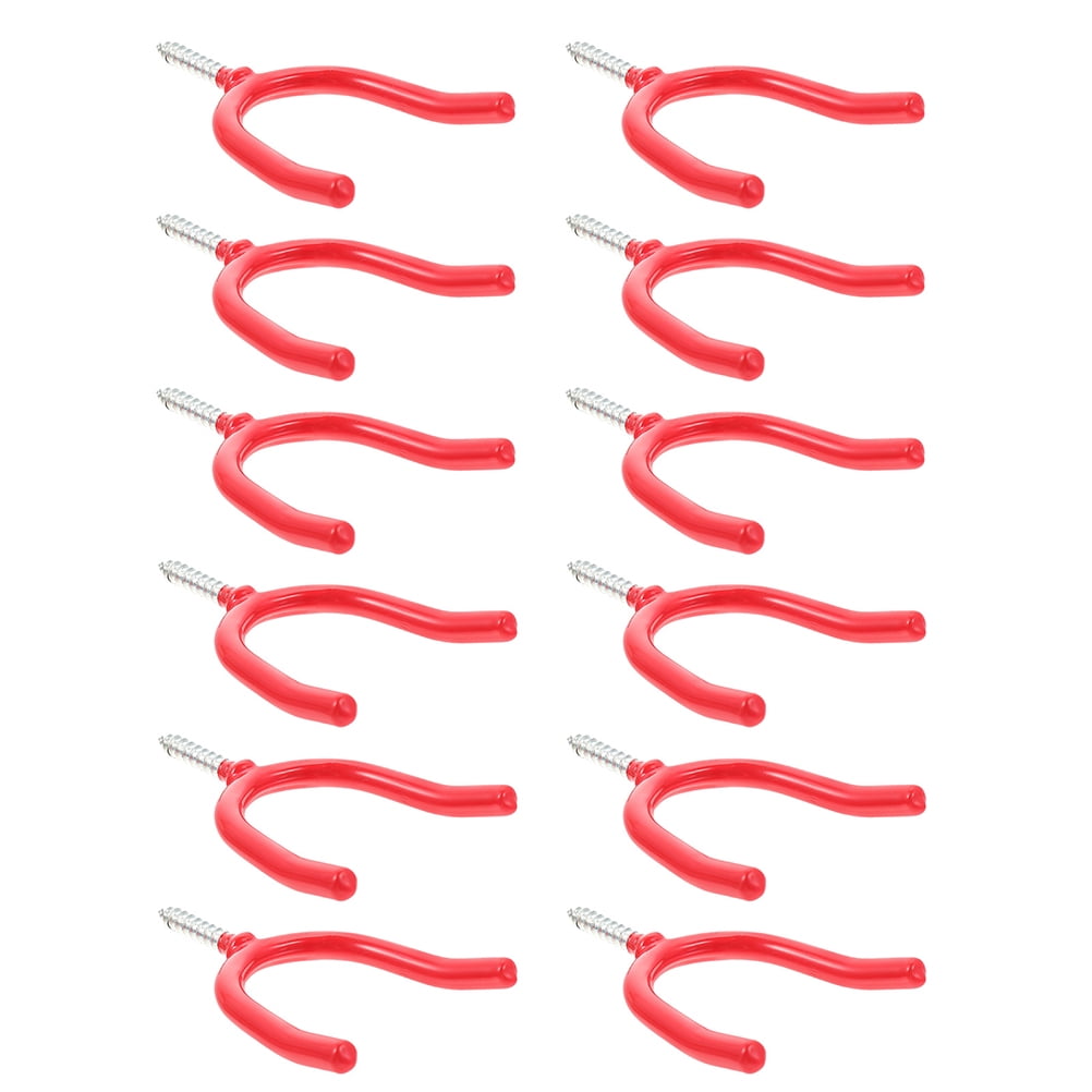 MLINS 12 Pcs Garage Screw in Hook Tool Hanger Hooks Mounted Storage Red ...