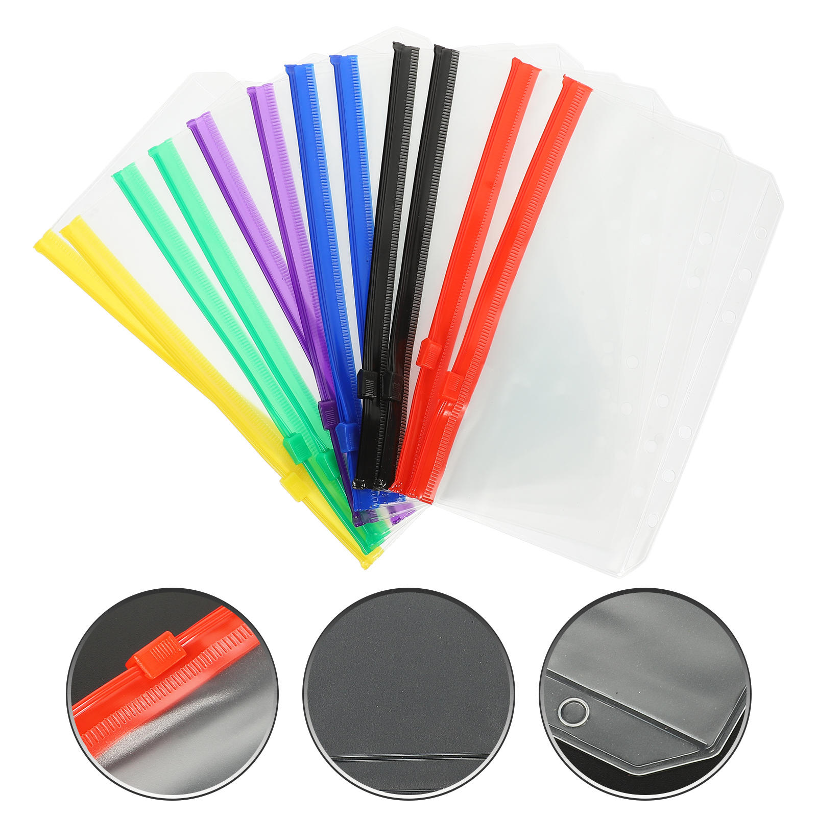 PTOOTP A6 Binder Pocket PVC Zip Bag Assorted Color for Storage 12Pcs ...