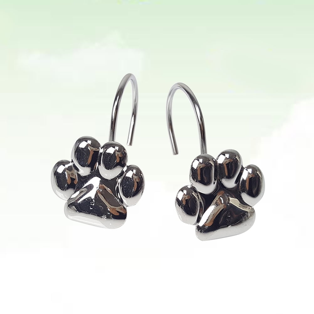 MLINS 12 Pcs Metal Hook Bear Claw Curtain Hooks Paw Print Polished ...