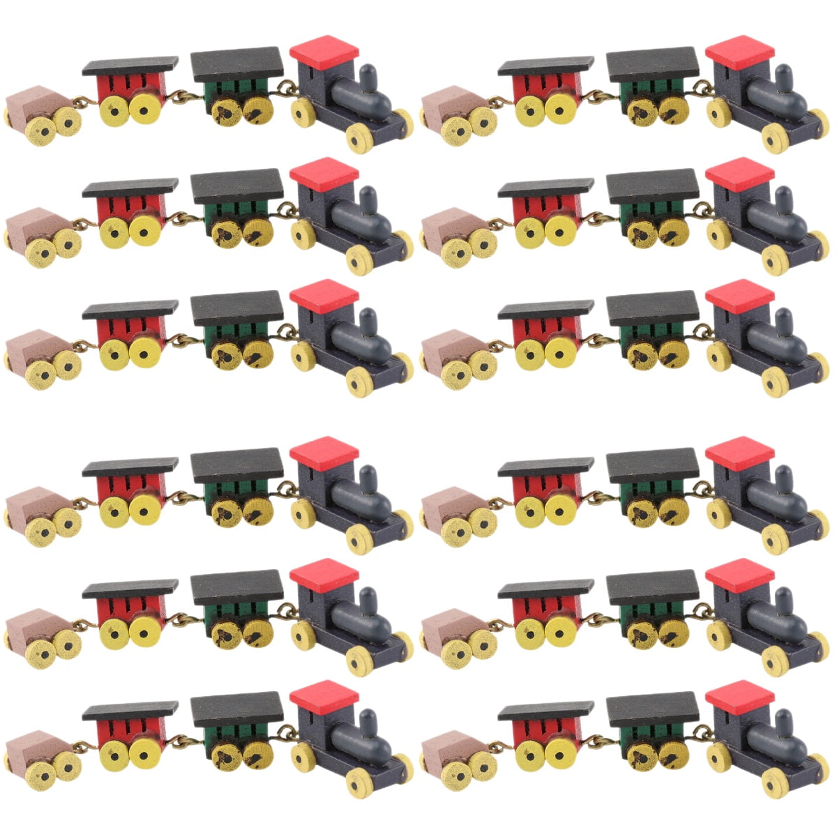 MLINS 12 Pcs Miniature Wooden Train Decor Doll House Ornament Vivid ...