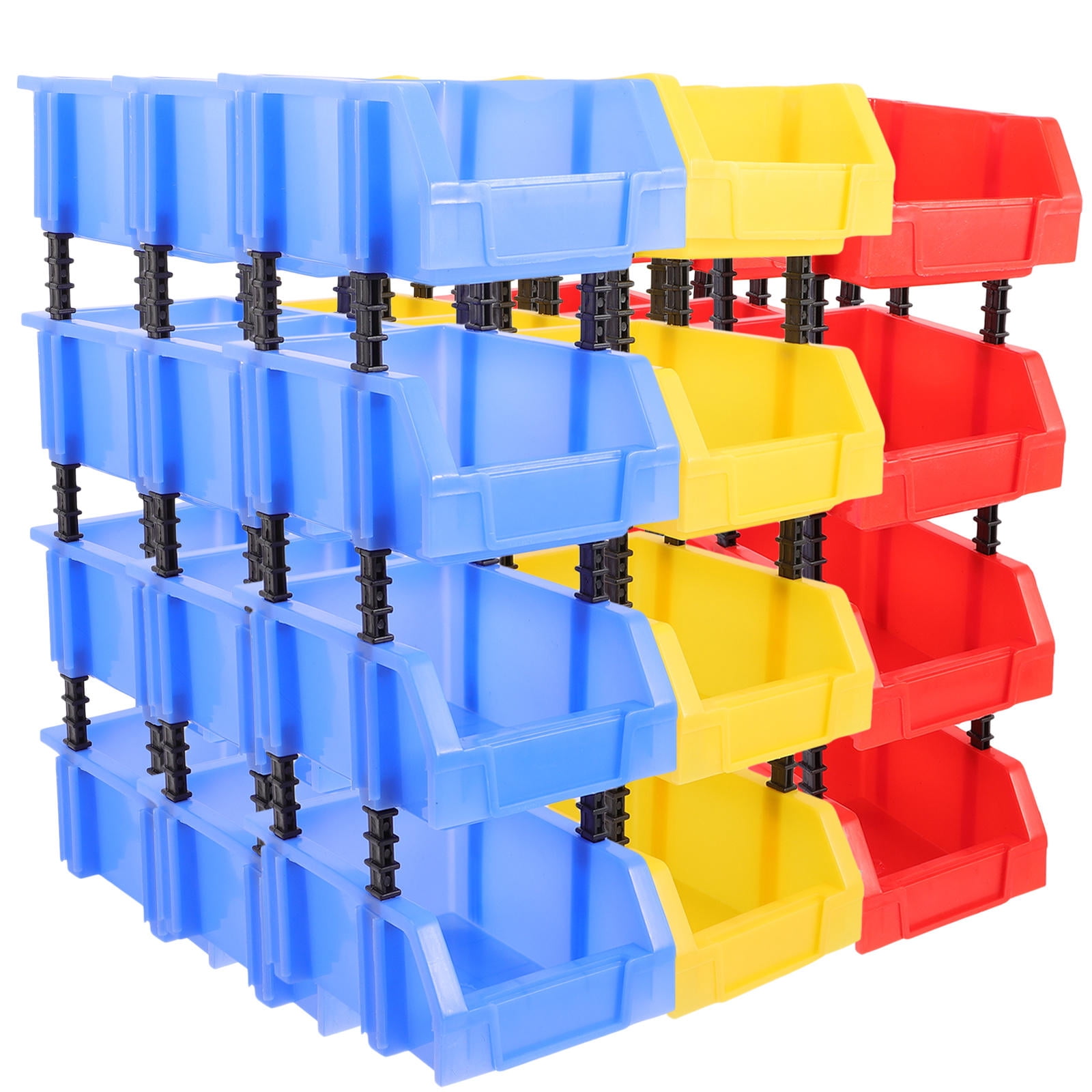 DINHEAROM Storage Bins Organizer Plastic Red for Stacking 12Pcs 6.96x4 ...