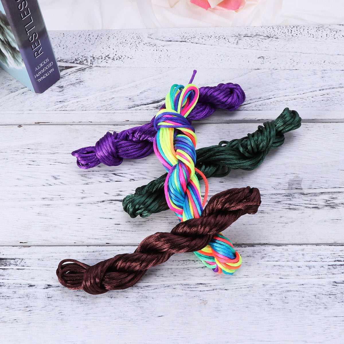 DINHEAROM Nylon Beading String Assorted Color 12 Rolls Pack 10M 2.5mm ...