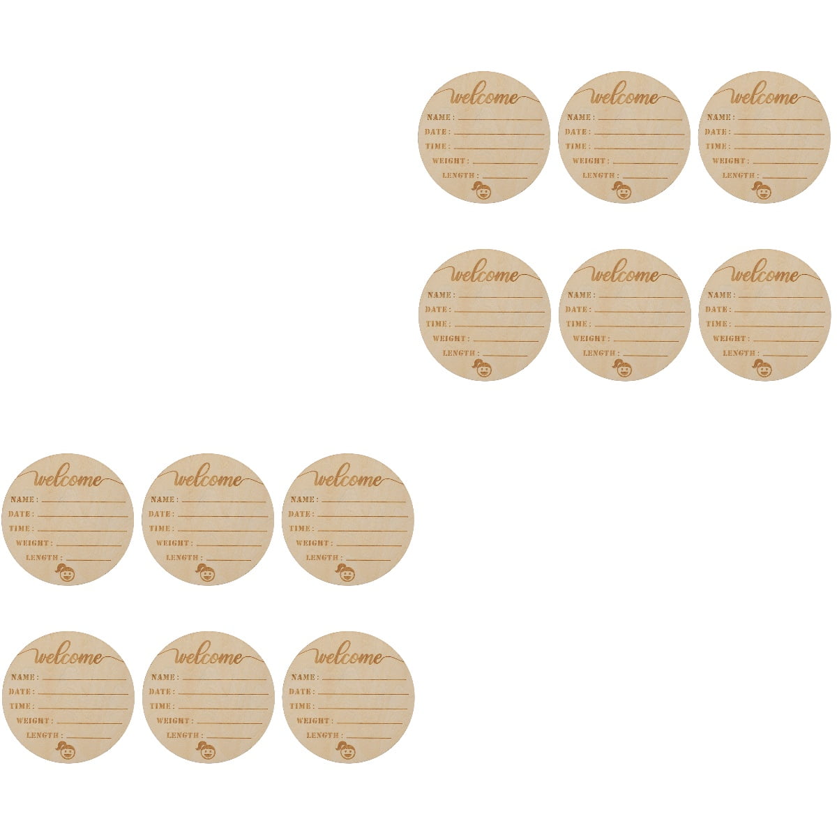 MLINS 12 pcs Personalized Infant Wooden Birth Signs Announcement Cards ...