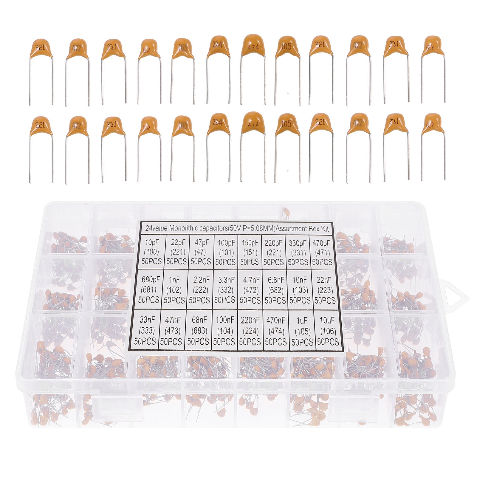 MLINS 1200 Pcs Ceramic Chip Capacitor for Audio Assorted Kit Electronic ...