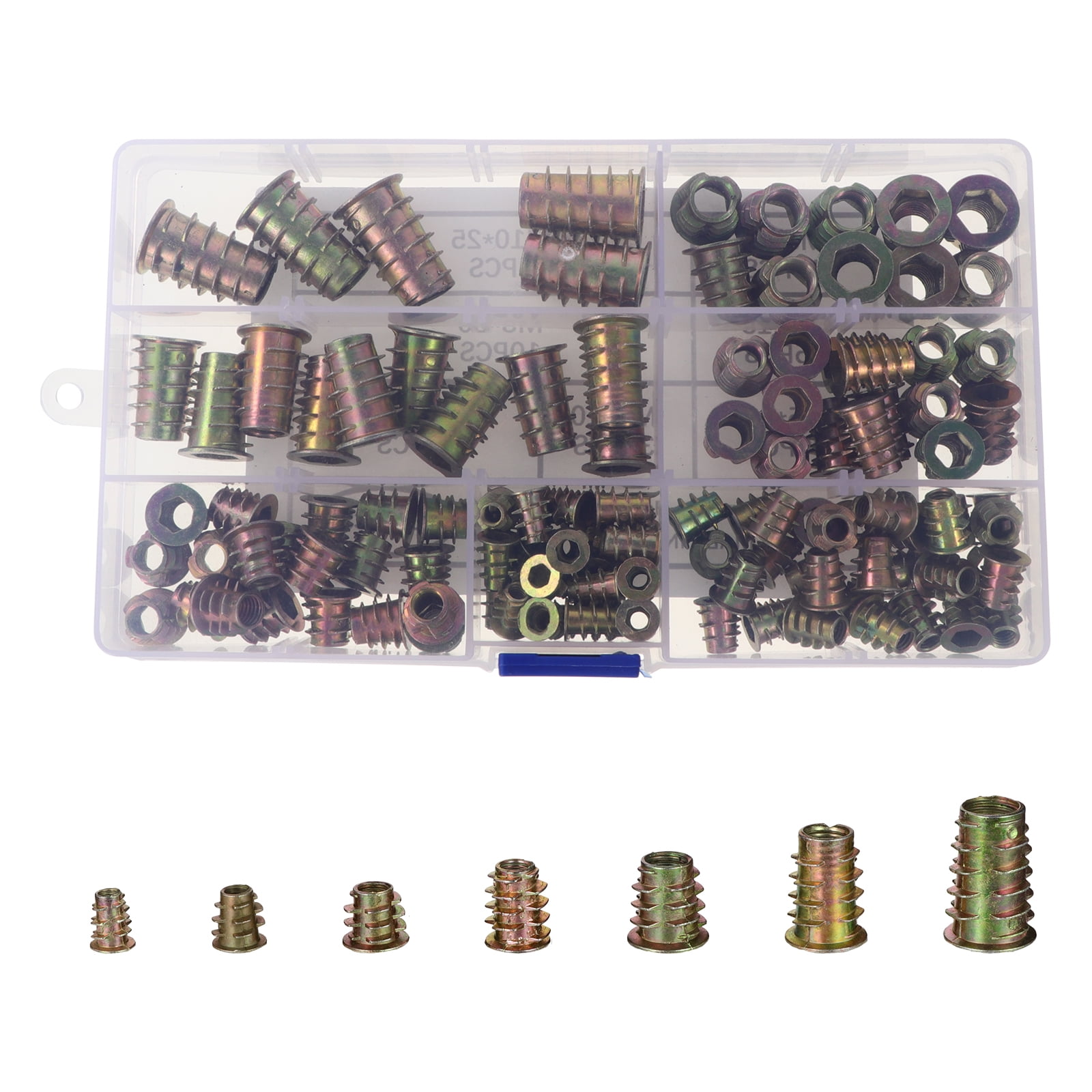 MLINS 120pcs T- Nut Wood Insert Assortment Kit Rivet Insert Nuts Hex ...