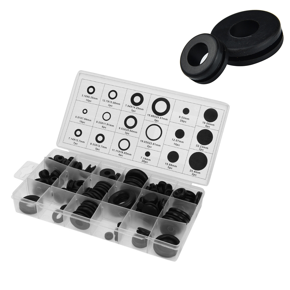 MLINS 125Pack Rubber Grommets Assortment Kit for Protecting Wires and ...