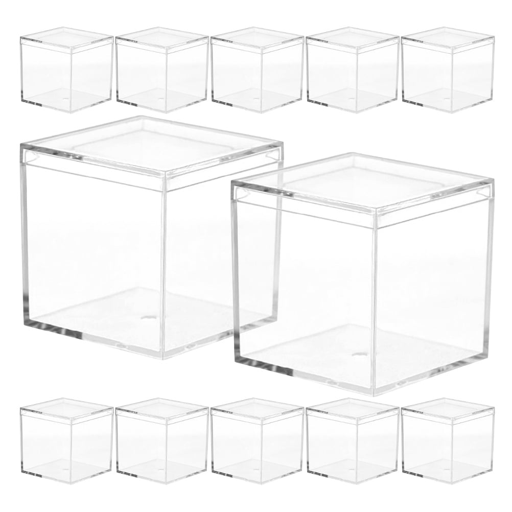 MLINS 12Pcs Clear Square Favor Boxes Transparent Candy Boxes Plastic ...