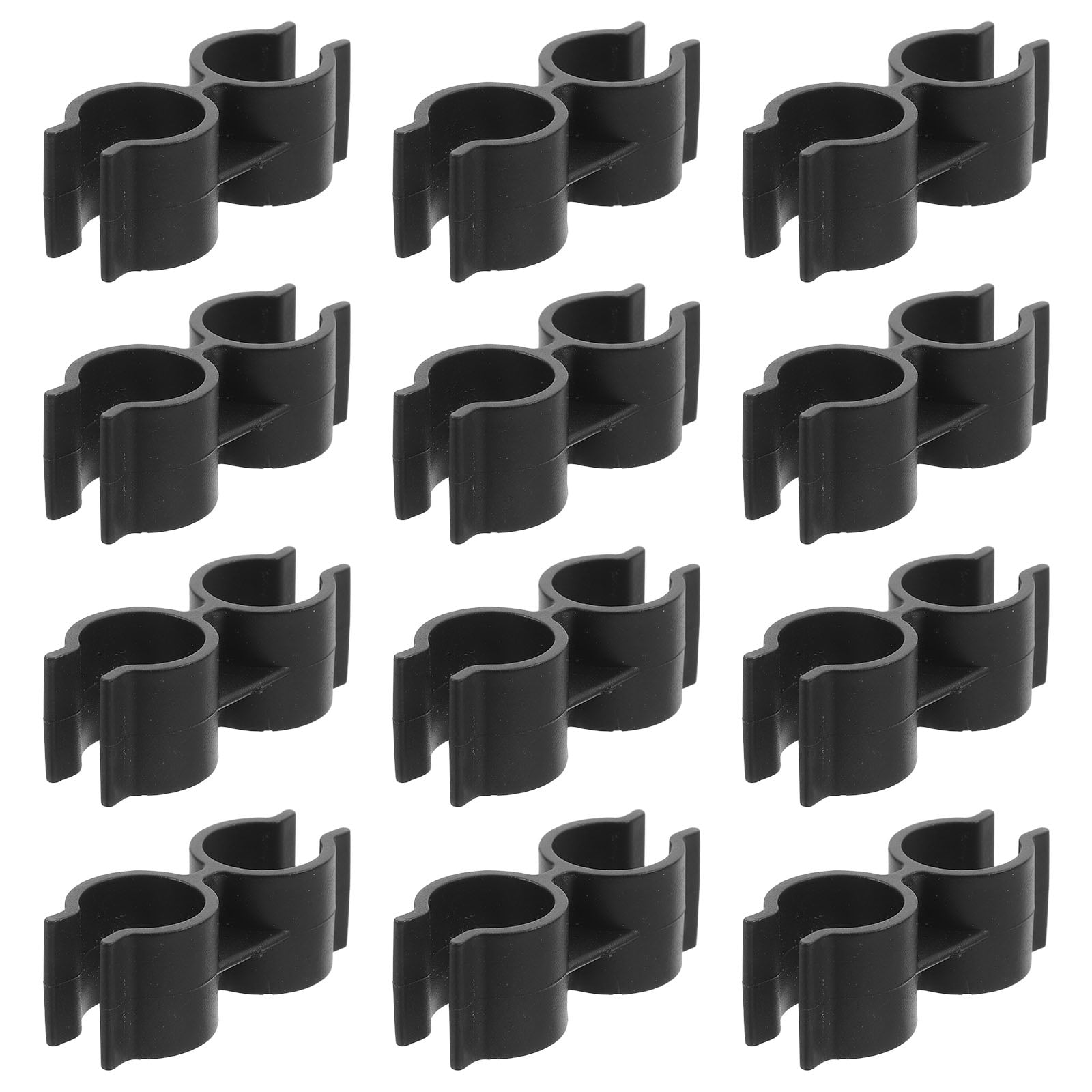 MLINS 12pcs Black Double Port Pipe Clamps Clips 25mm Shelf Pole ...