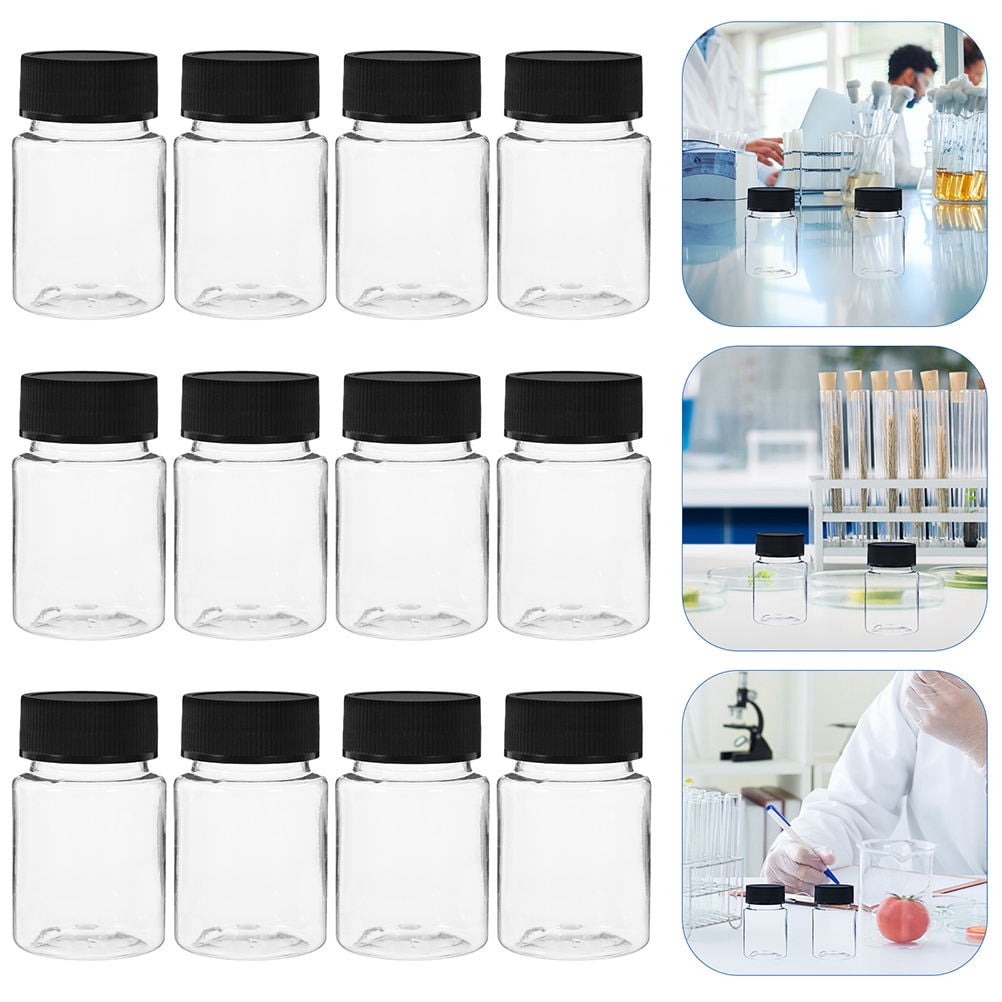 MLINS 12pcs Clear Plastic Wide Mouth Sample Bottles With Screw Caps ...