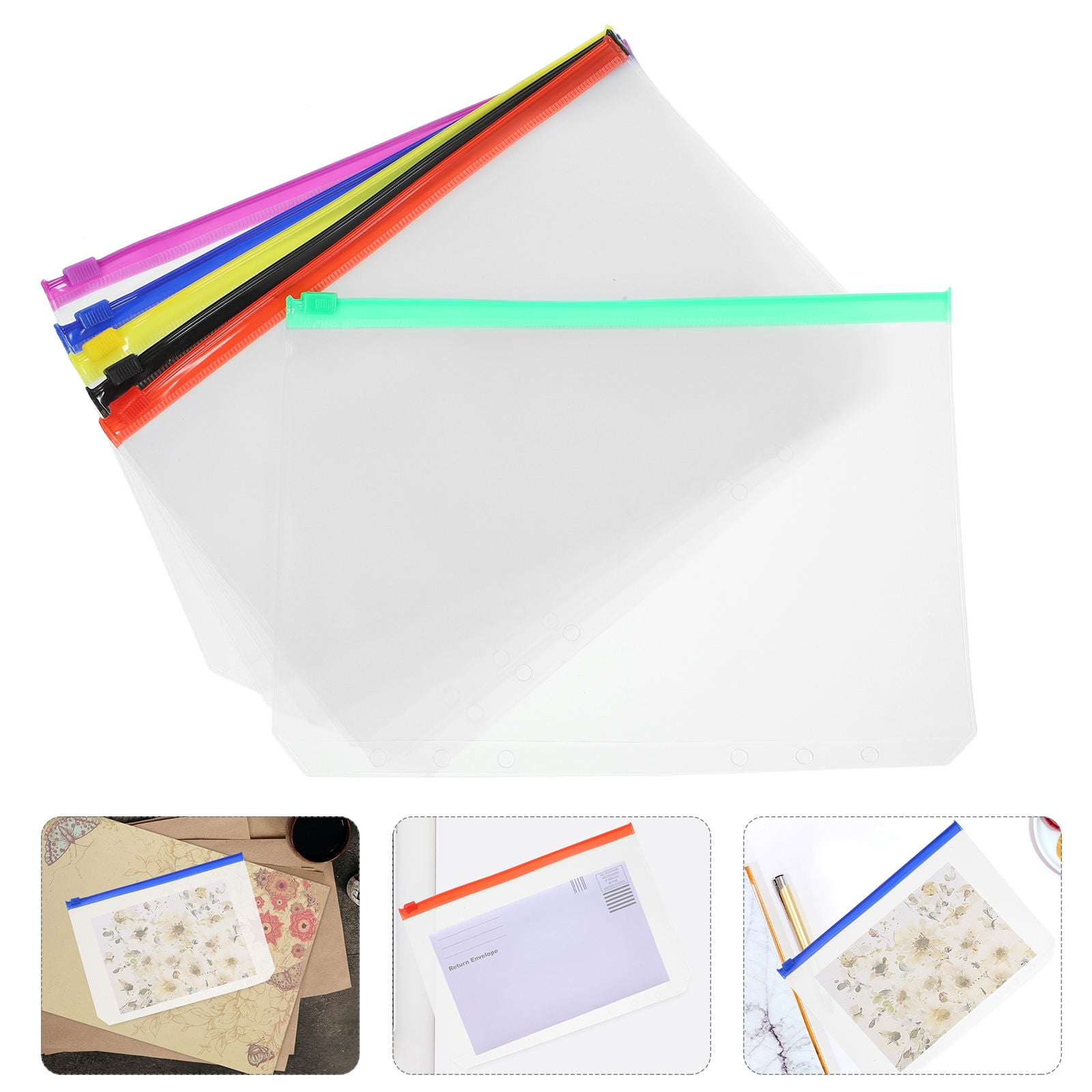 MLINS 12pcs PVC Binder Zipper Pouch for Organizing with Detachable ...