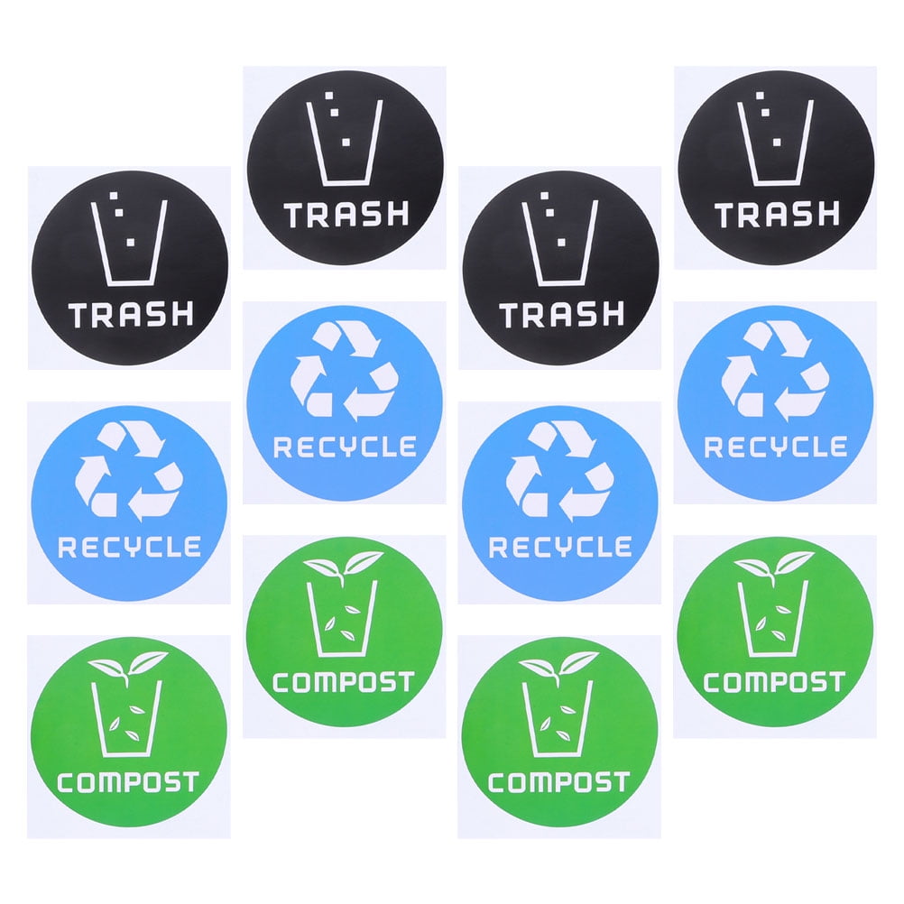 MLINS 12pcs Recycling Bin Decals for Trash Sorting Classification ...