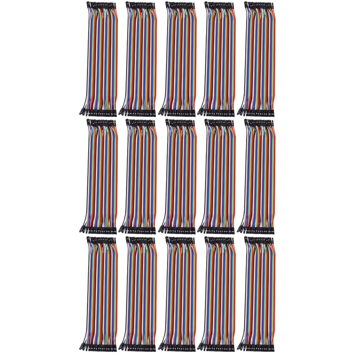 MLINS 15 pcs 40P Breadboard Jumper Wires 20cm Female to Female Rainbow ...