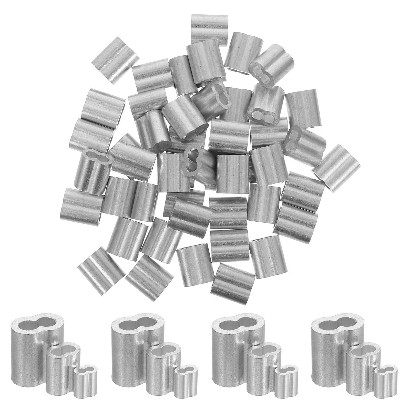 MLINS 150 Pcs Wire Rope Aluminum Clamp Sleeve Cable Crimp Connection ...