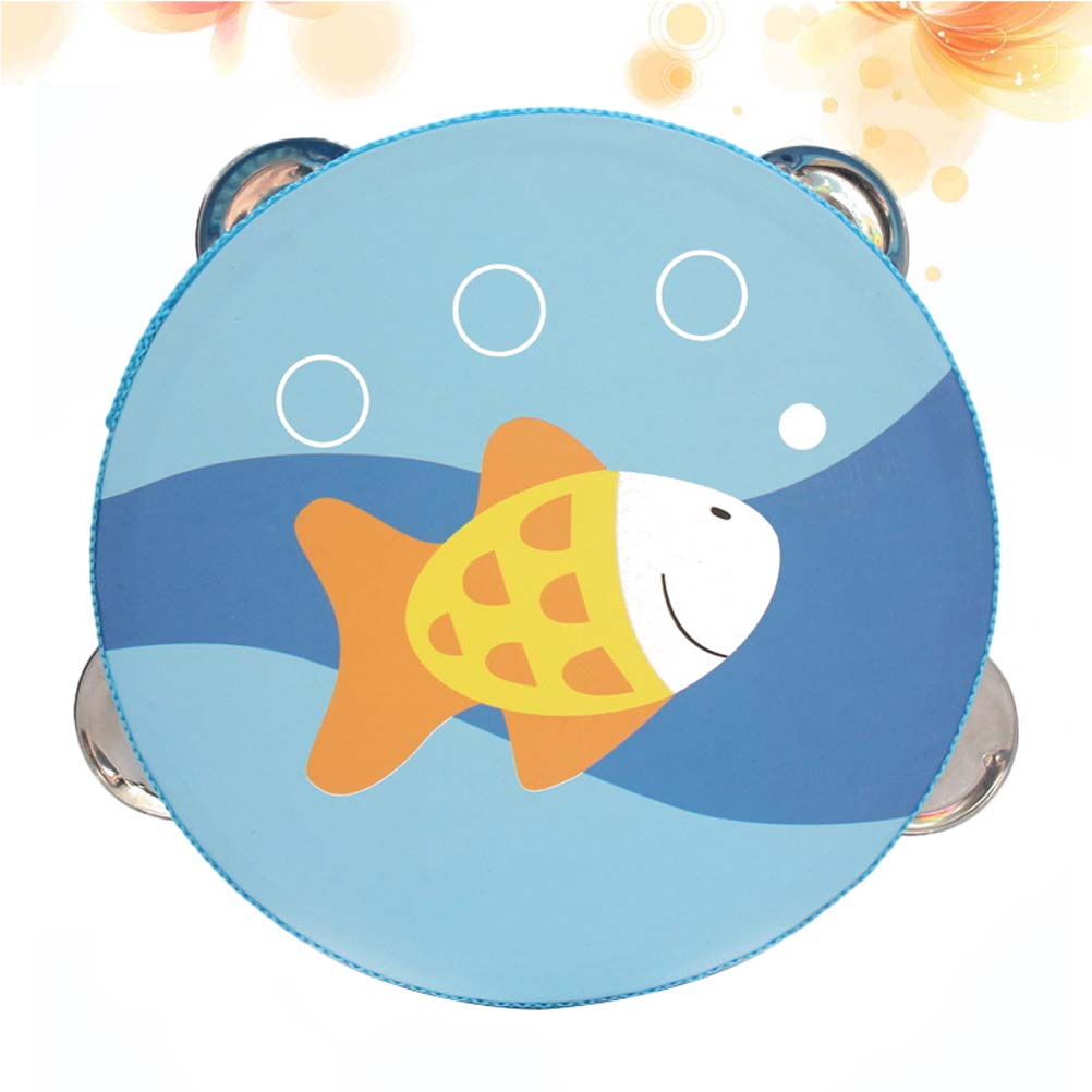 MLINS 15cm Cartoon Wooden Handheld Tambourine Hand Drum Bell Musical ...