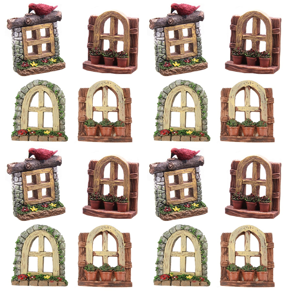 MLINS 16 pcs Miniature Window Fairy Gnome Home Miniature Window Rustic ...