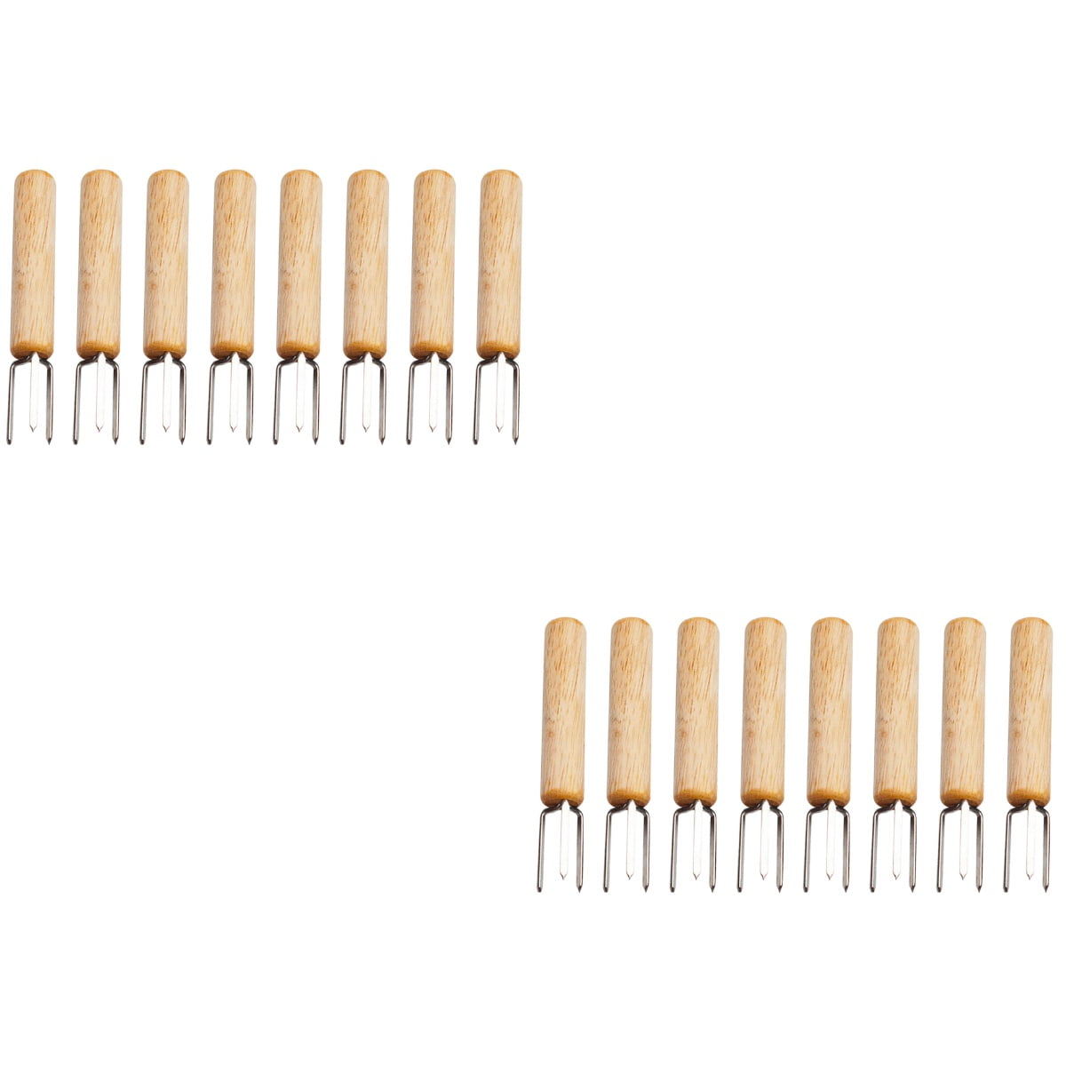 MLINS 16 pcs Stainless Steel Corn Forks Wooden Handle Grilling Fork ...