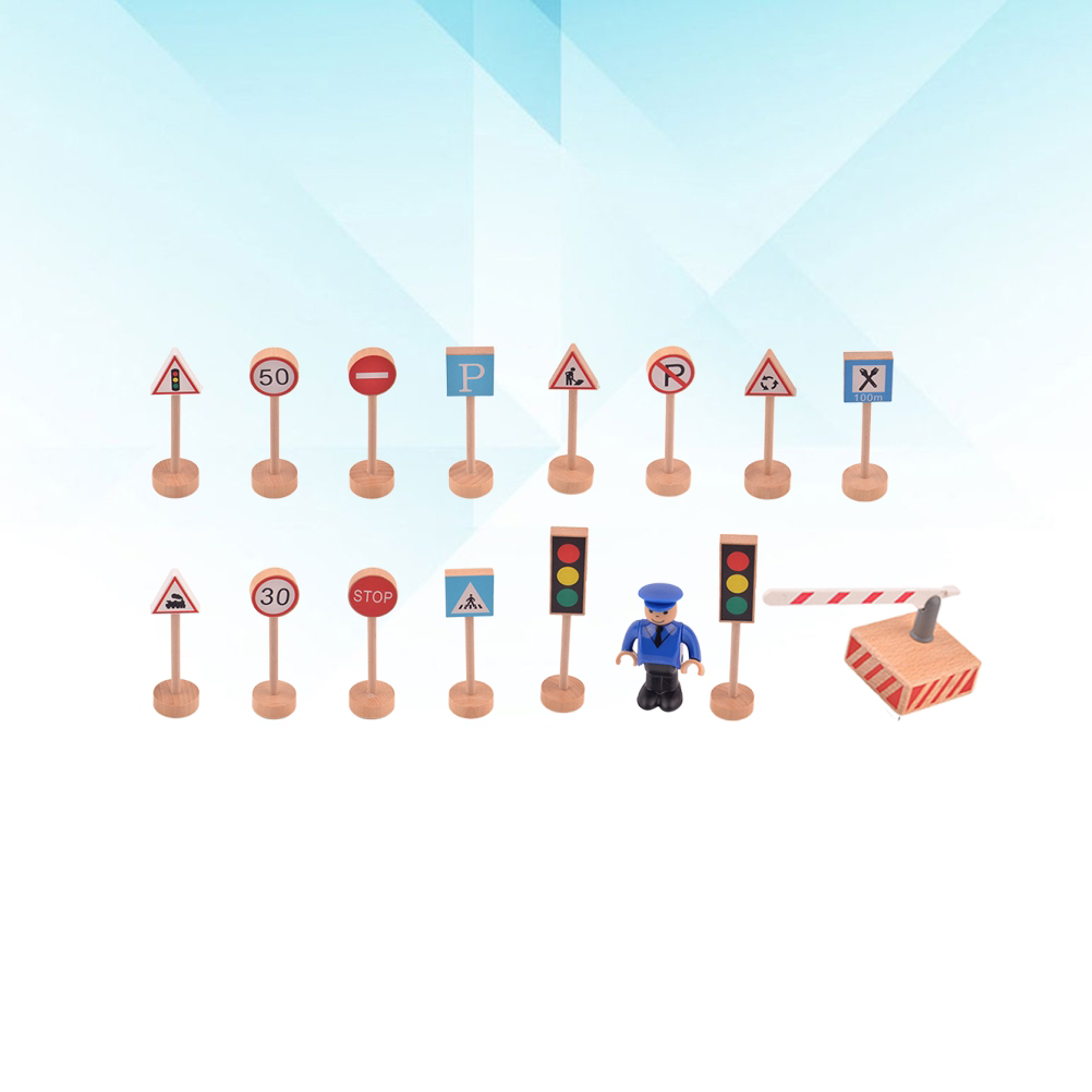 MLINS 16pcs Creative Wooden Traffic Signpost Road Warning Sign Board ...