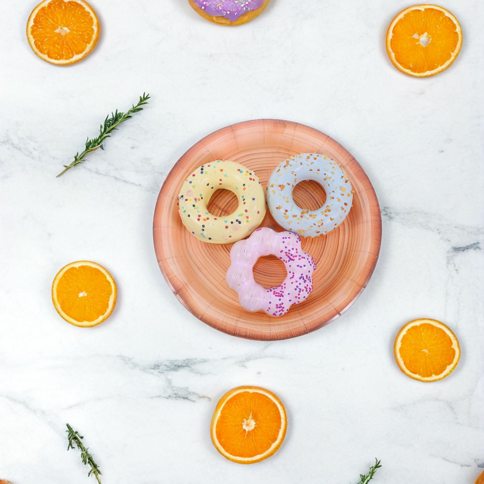 MLINS 16pcs Simulated Wood Grain Plates Rustic Simulated Wood Slice ...