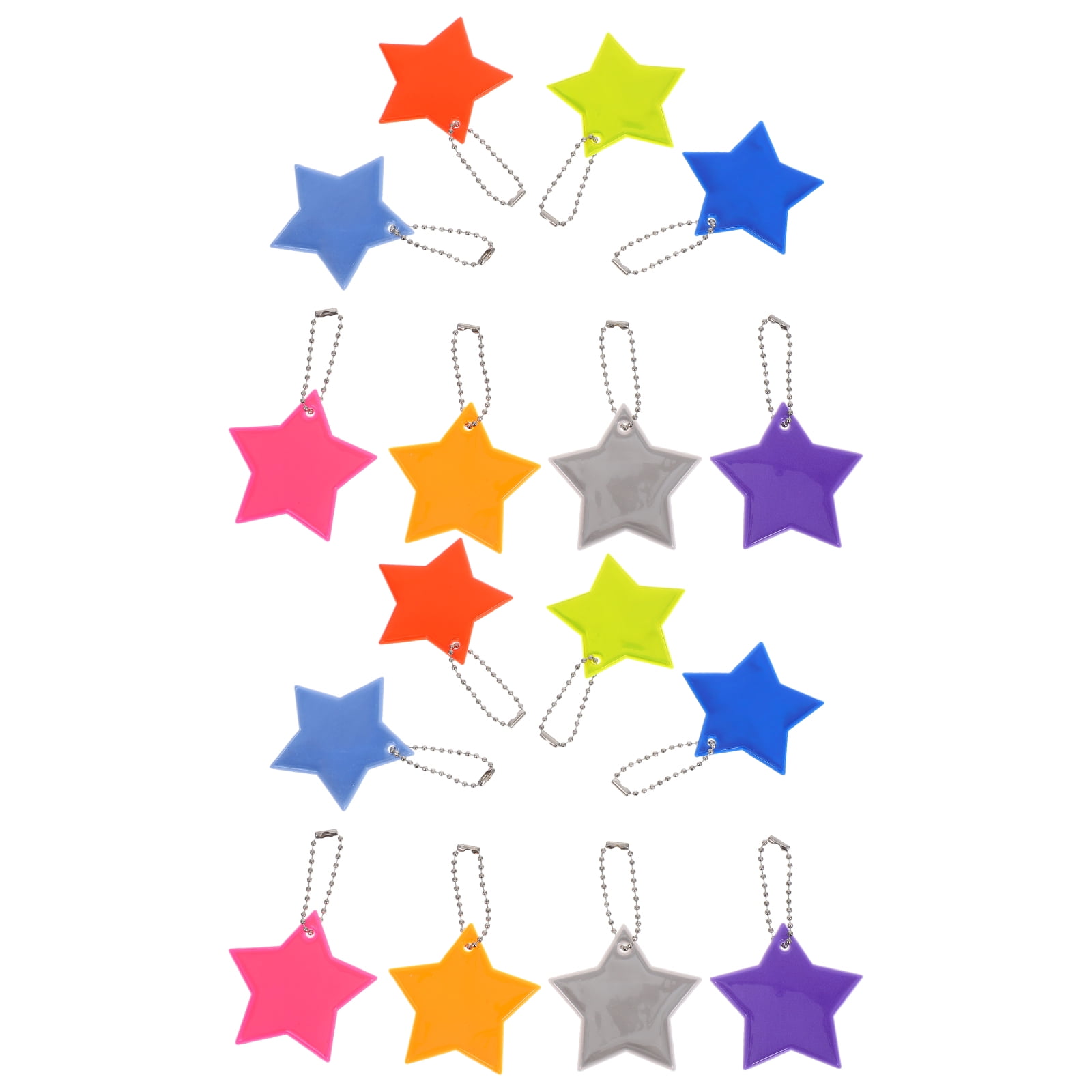 MLINS 16pcs Star Reflective Pendant Keychain Fluorescent Safety Tag for ...