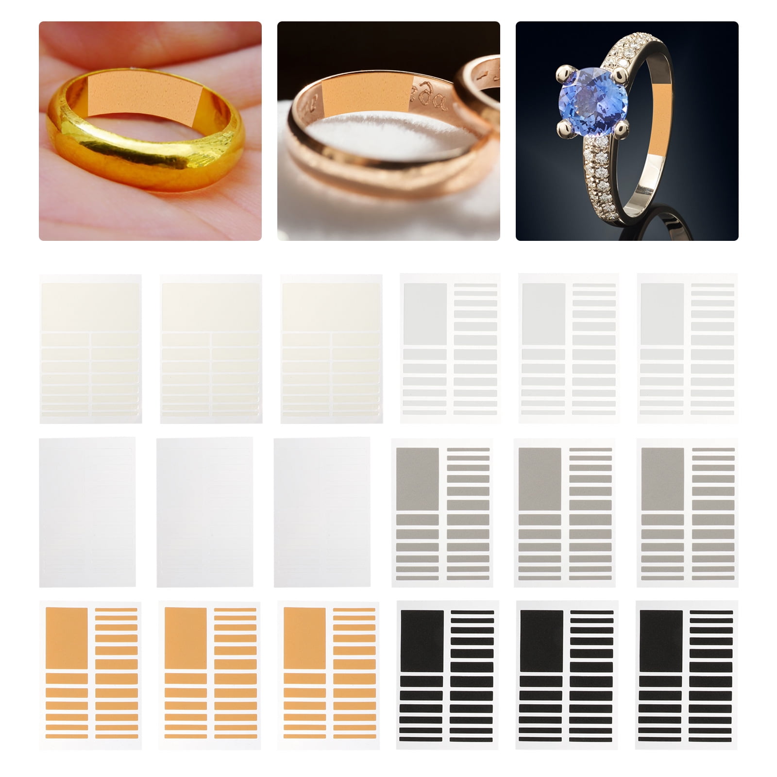 MLINS 18 Sheets Ring Size Adjuster Adjustment Jewelry Tightener Women's ...