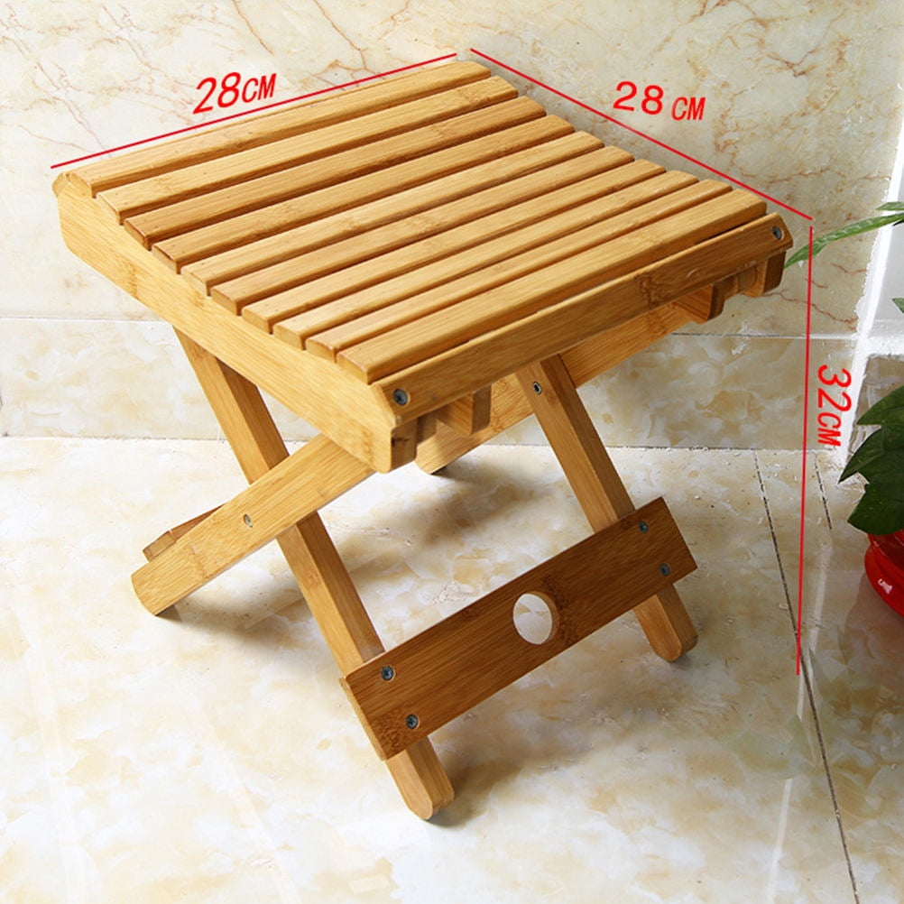 MLINS 1PC Bamboo Folding Stool Portable Small Stool Multi-purpose Low ...