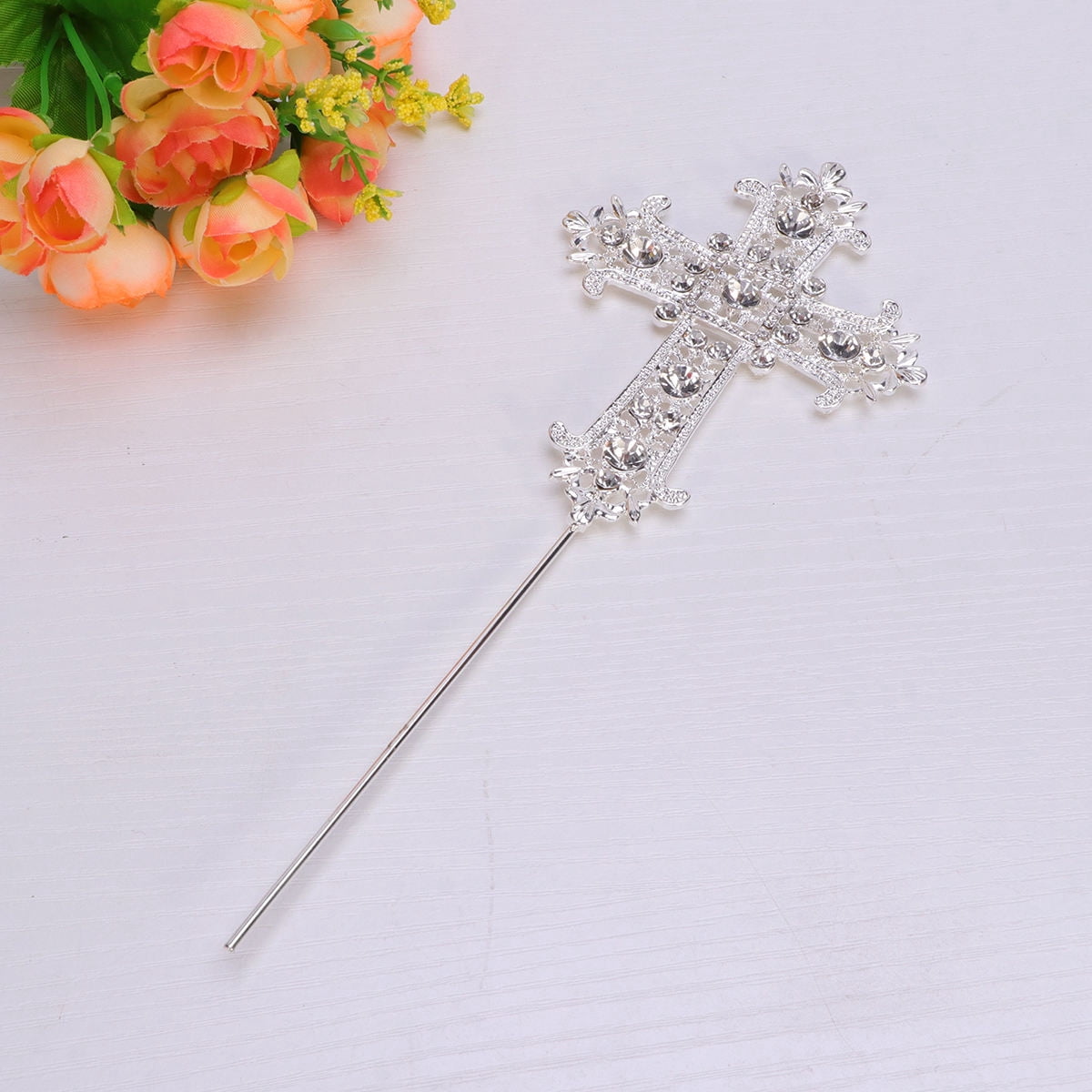 FONWILYO Silver Cake Decoration Metal 1Set 9.3 x 3.9 x 0.2In Diamond ...
