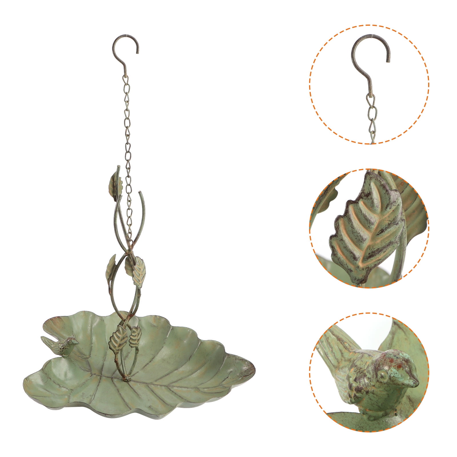 MLINS 1PC Wrought Iron Retro Bird Feeder Leaf-shaped Small Bird Feeder ...