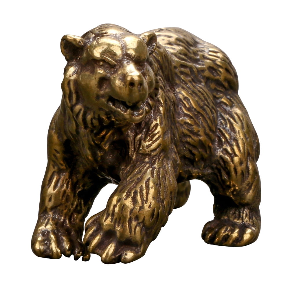 MLINS 1Pack Bear Figurine Golden Brass Polar Bear Model Round and ...