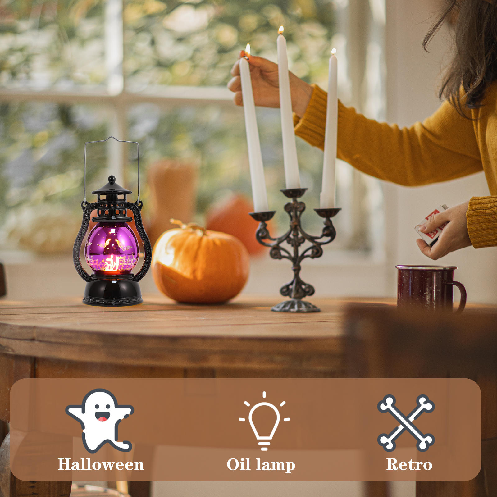 PTOOTP Mlins 1Pack Purple ABS Mini Round Oil Lamp for Decorations and ...