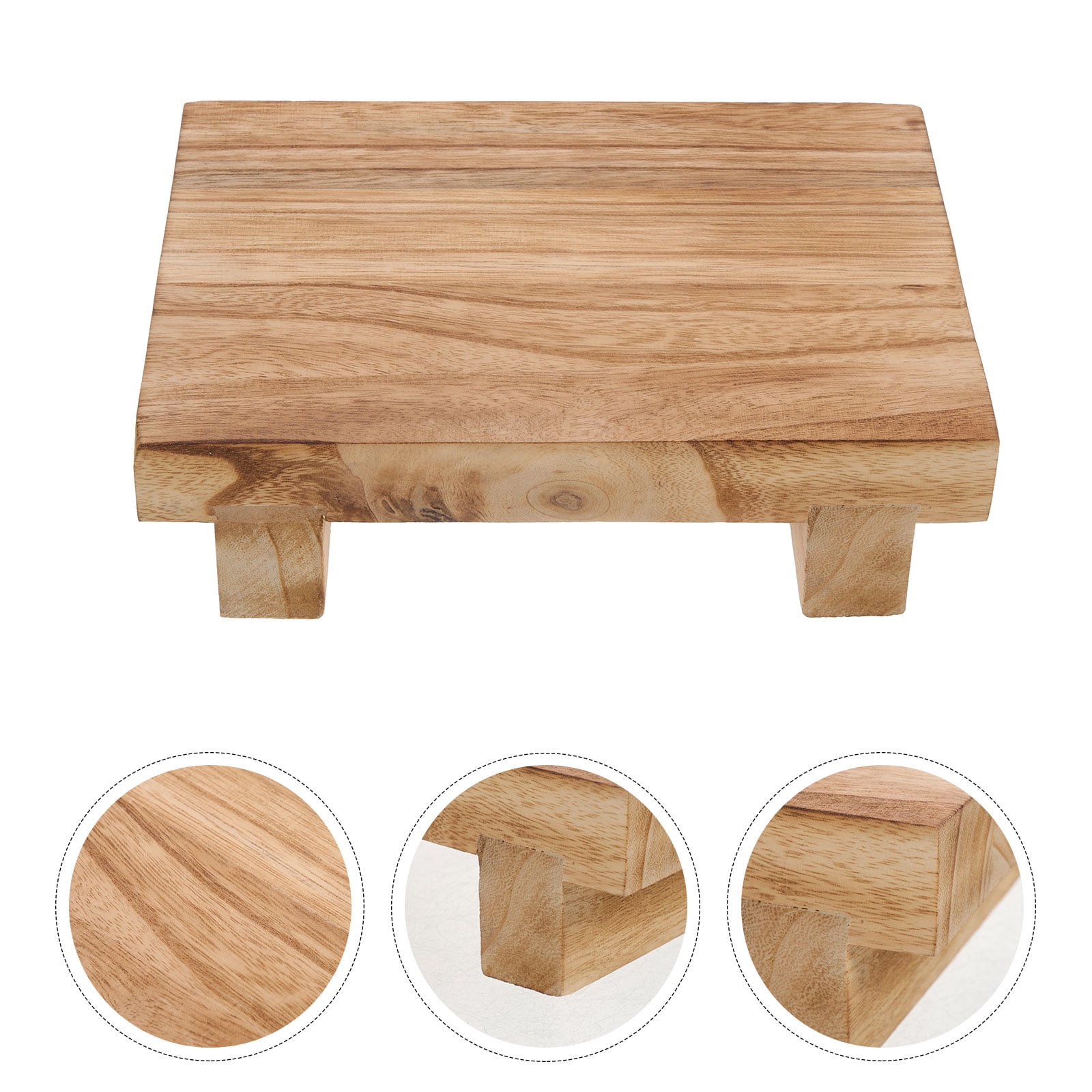 AURARMLET Khaki Rustic Wood Step Stool Small Decorative Display 1Pc ...