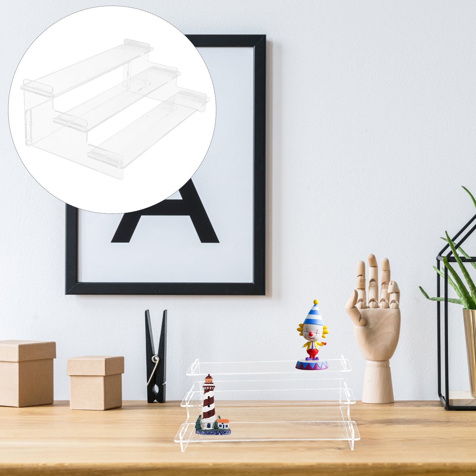 MLINS 1Pack Transparent Acrylic Tiered Display Stand Easel Display ...