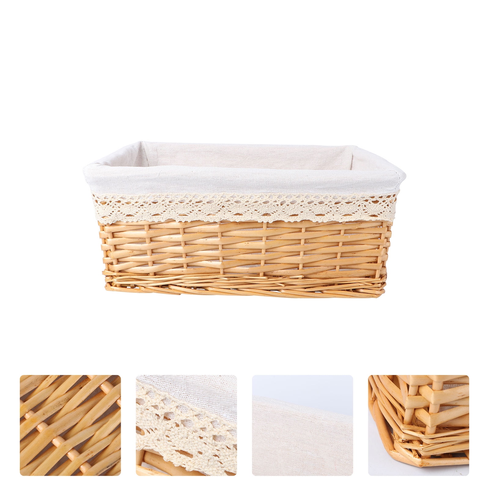 MLINS 1Pack Wicker Baskets Rectangular Woven For Clothing Accessories ...