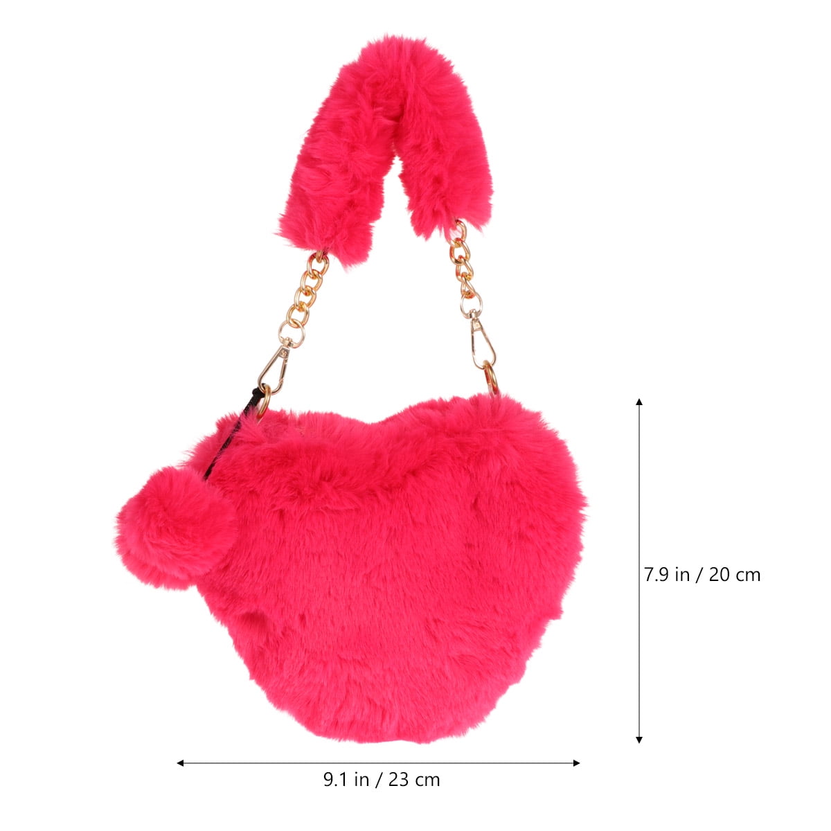 MLINS 1Pc Plush Heart-shaped Bag Female Lovely Handbag Furry Bag for ...