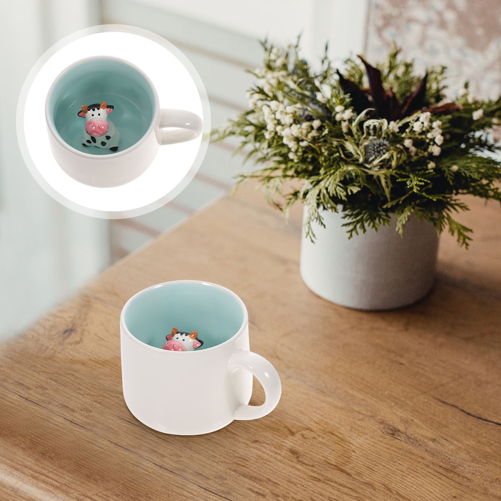 PTOOTP Mlins 1Pack Ceramic Tea Cup Round with Handle for Kids and ...