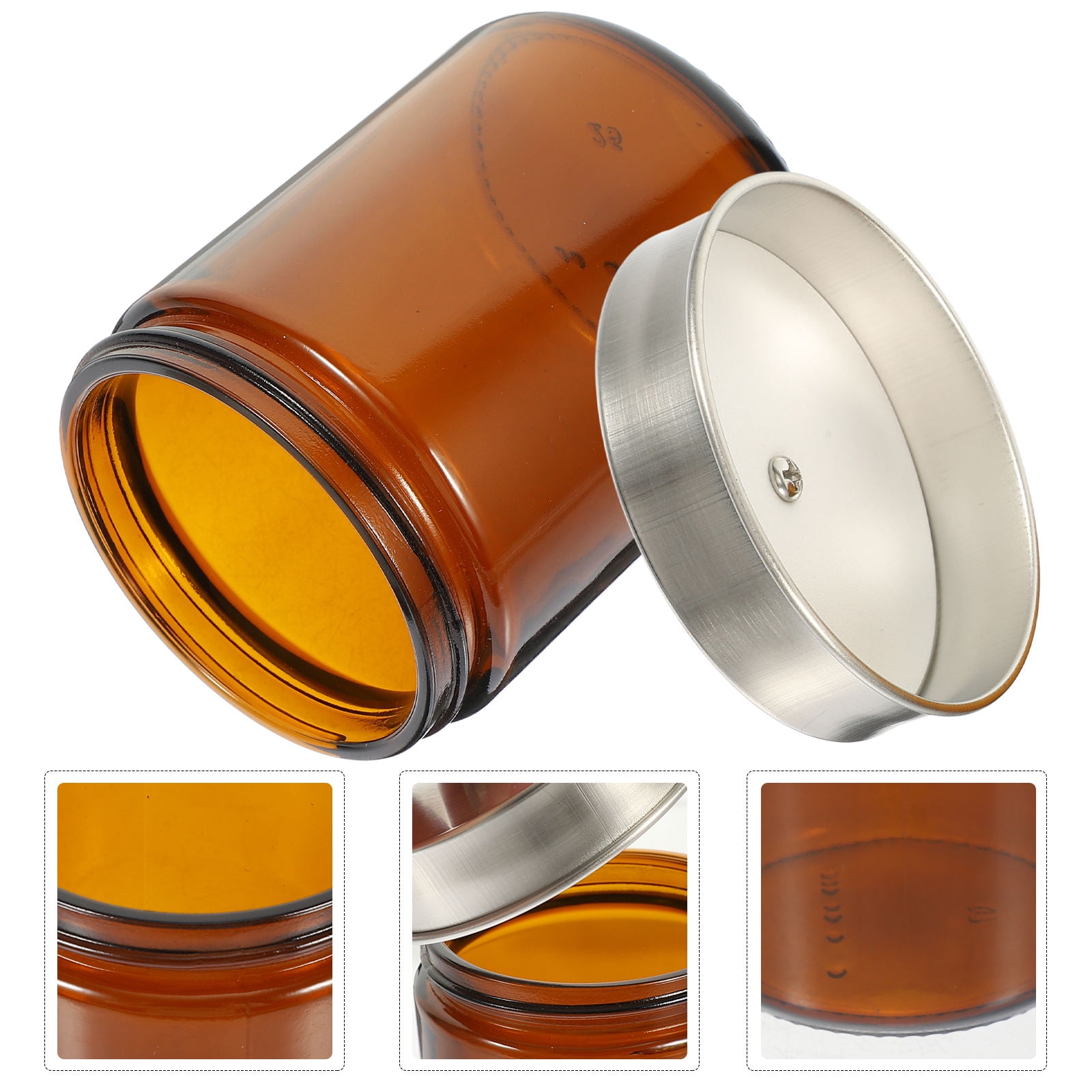 PTOOTP Silver Glass Canister, Stainless Steel Lid, Multi-Function ...