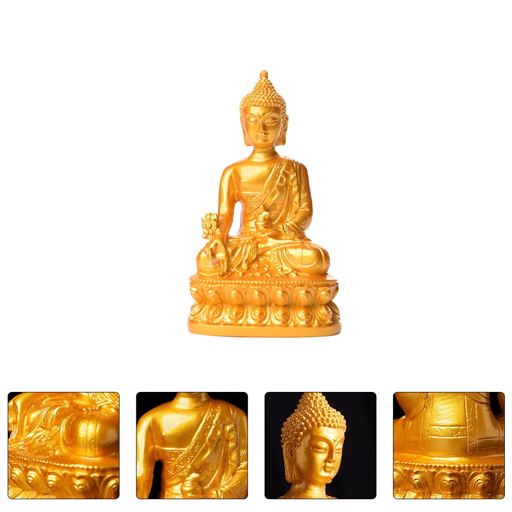 MLINS 1pc Resin Buddhist Statue Golden Buddha Figurines Auspicious ...