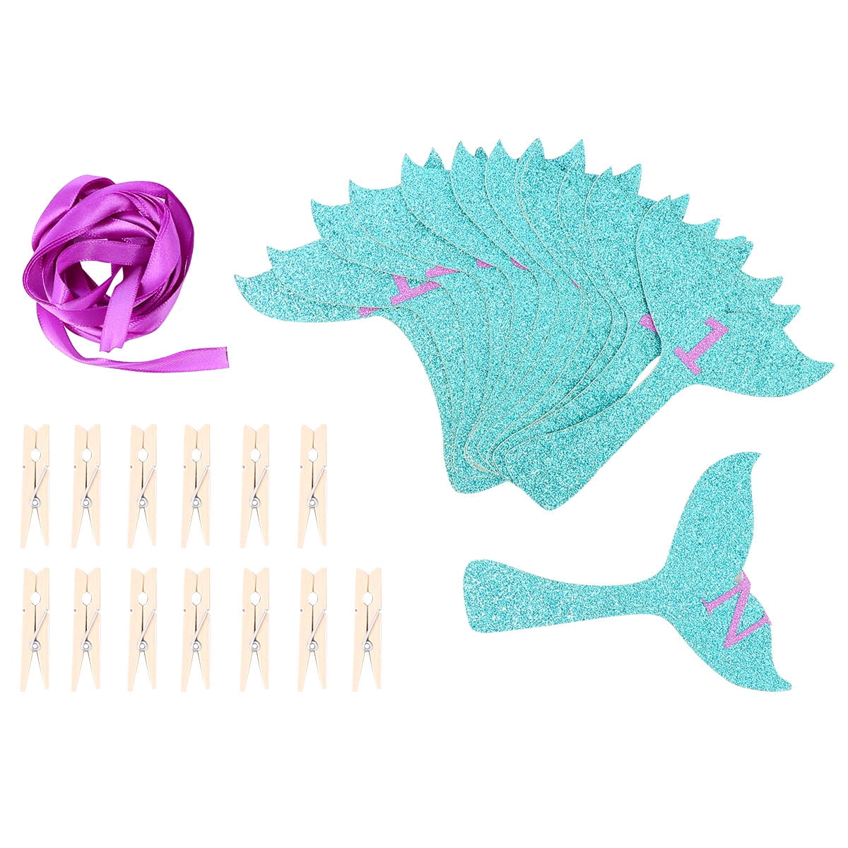 MLINS Mermaid Birthday Banners for Decor Made of Paper with Photo Clips ...