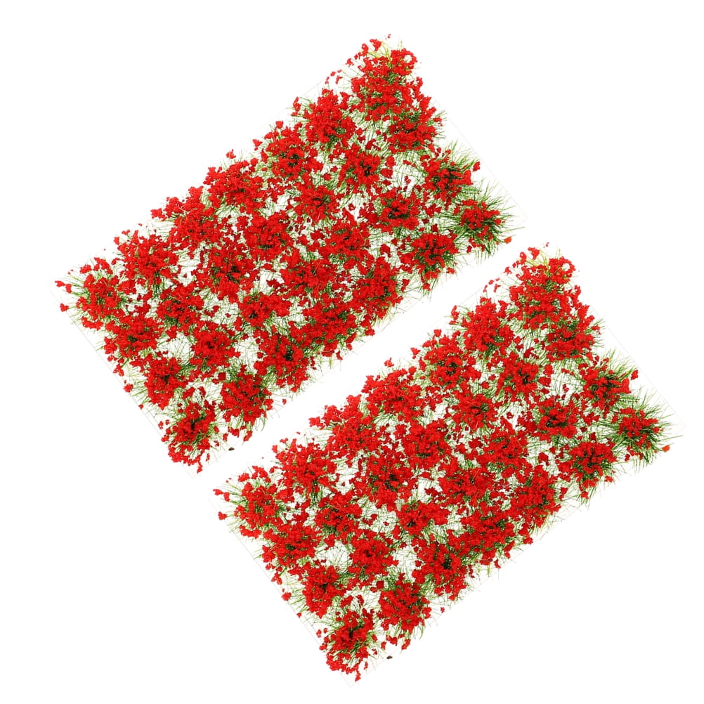 Artificial Grass Tufts and Flower Clusters for Decor in Red Resin ...