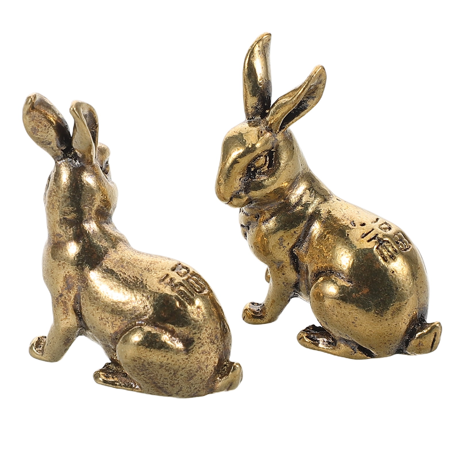 MLINS 2 Pcs Brass Bunny Figurine Rabbit Centerpiece Cloche Bell Jar ...