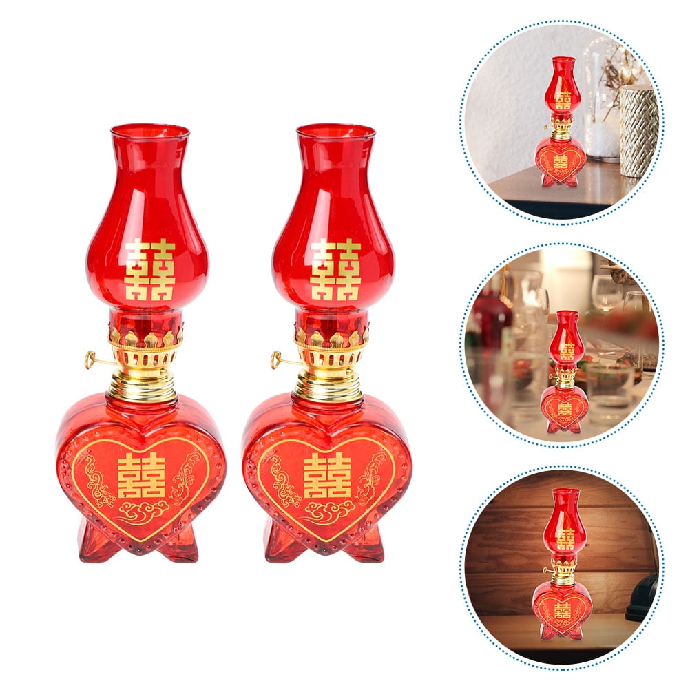 DINHEAROM Vintage Lamp Glass Red for Prayer 2Pcs 7.66X2.95X1.57in ...
